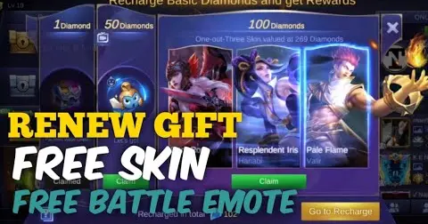 RENEW GIFT | RECHARGE 100 DIAS AND GET FREE NORMAL SKIN AND BATTLE ...