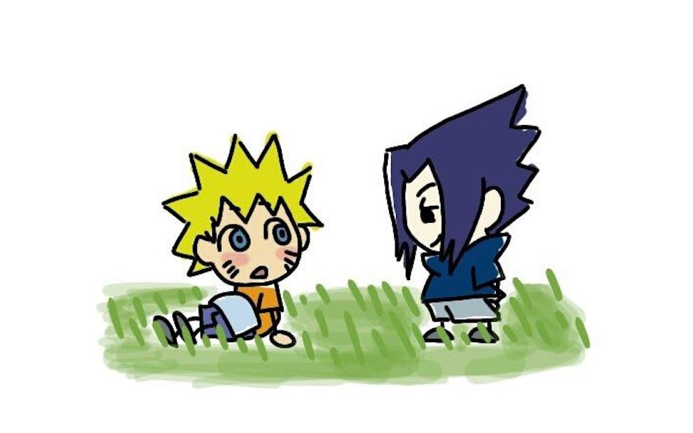 Chibi Naruto And Sasuke Fighting